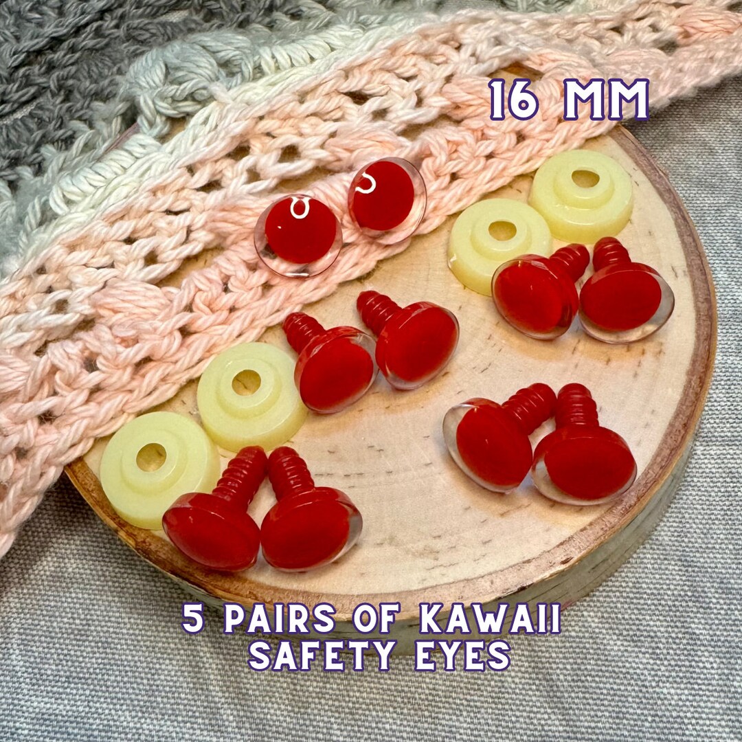 16 Mm Red Kawaii Offset Safety Eye With Glitter | 5 Pairs With Washer ...