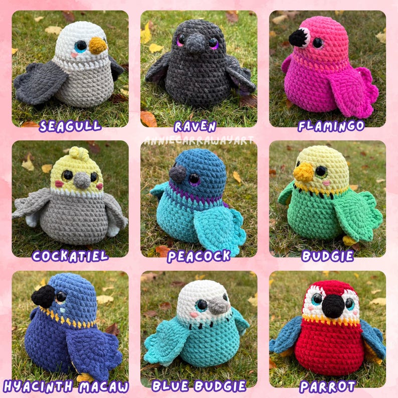 Bird Crochet Pattern | Big Birdie Plushies | 18 in 1 Pattern Bundle ...