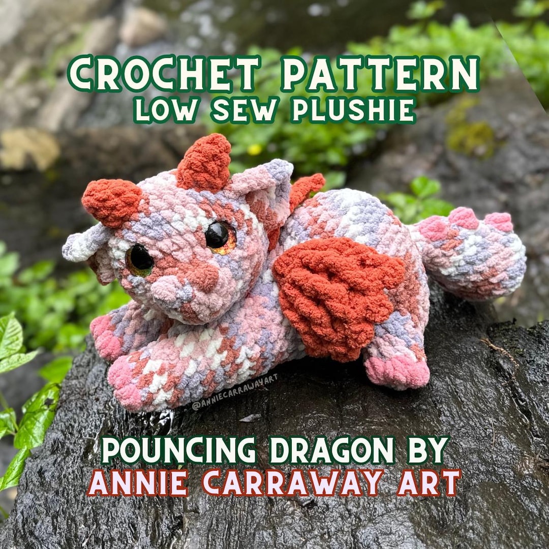 Pouncing Dragon Crochet Pattern | Low Sew Amigurumi Plushie (PDF ...