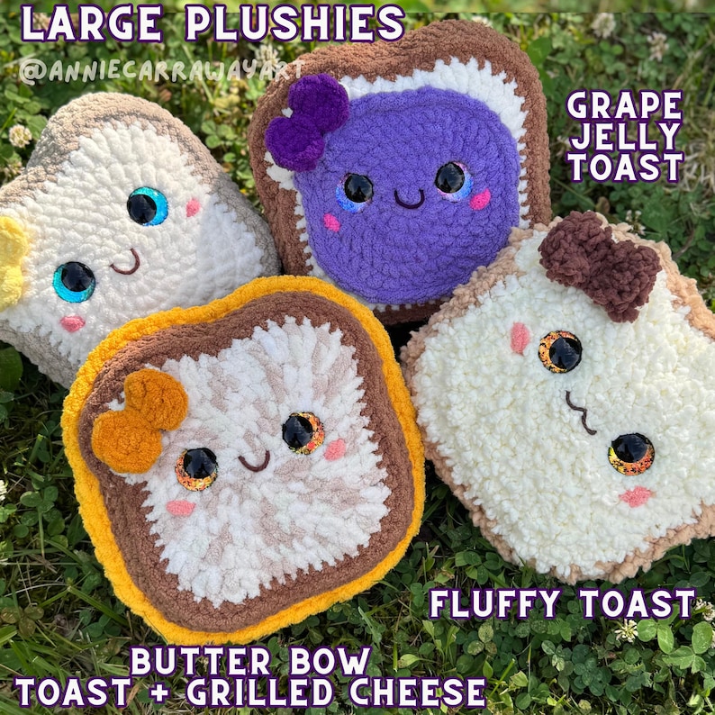 Toast and Grilled Cheese Crochet Pattern | Low Sew Plushies | 9 in 1 ...