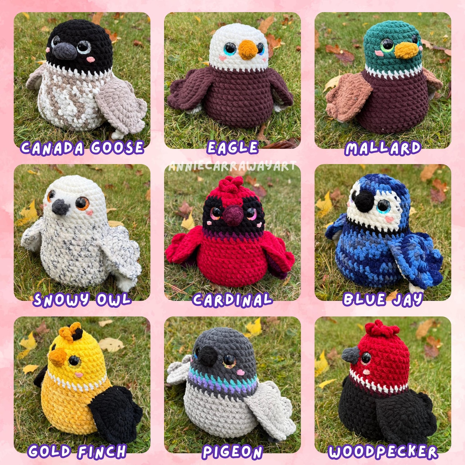 Bird Crochet Pattern | Big Birdie Plushies | 18 in 1 Pattern Bundle ...