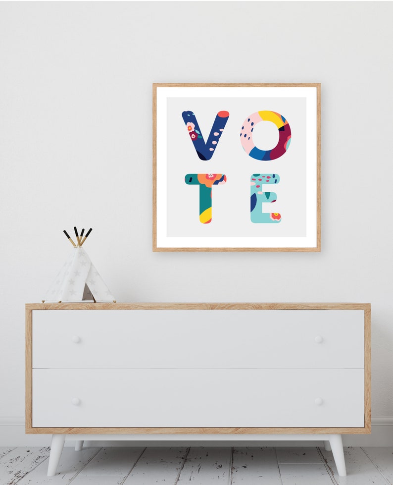 Floral Vote Art Print: Modern Political Decor (digital Download) - Etsy