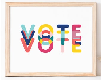 Vote Modern Floral Print Printable Wall Art, Political Decor, Square ...