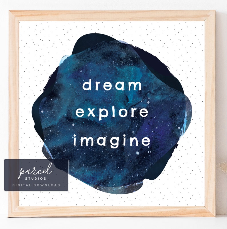 Dream Explore Imagine Inspirational Celestial Printable Wall Art ...