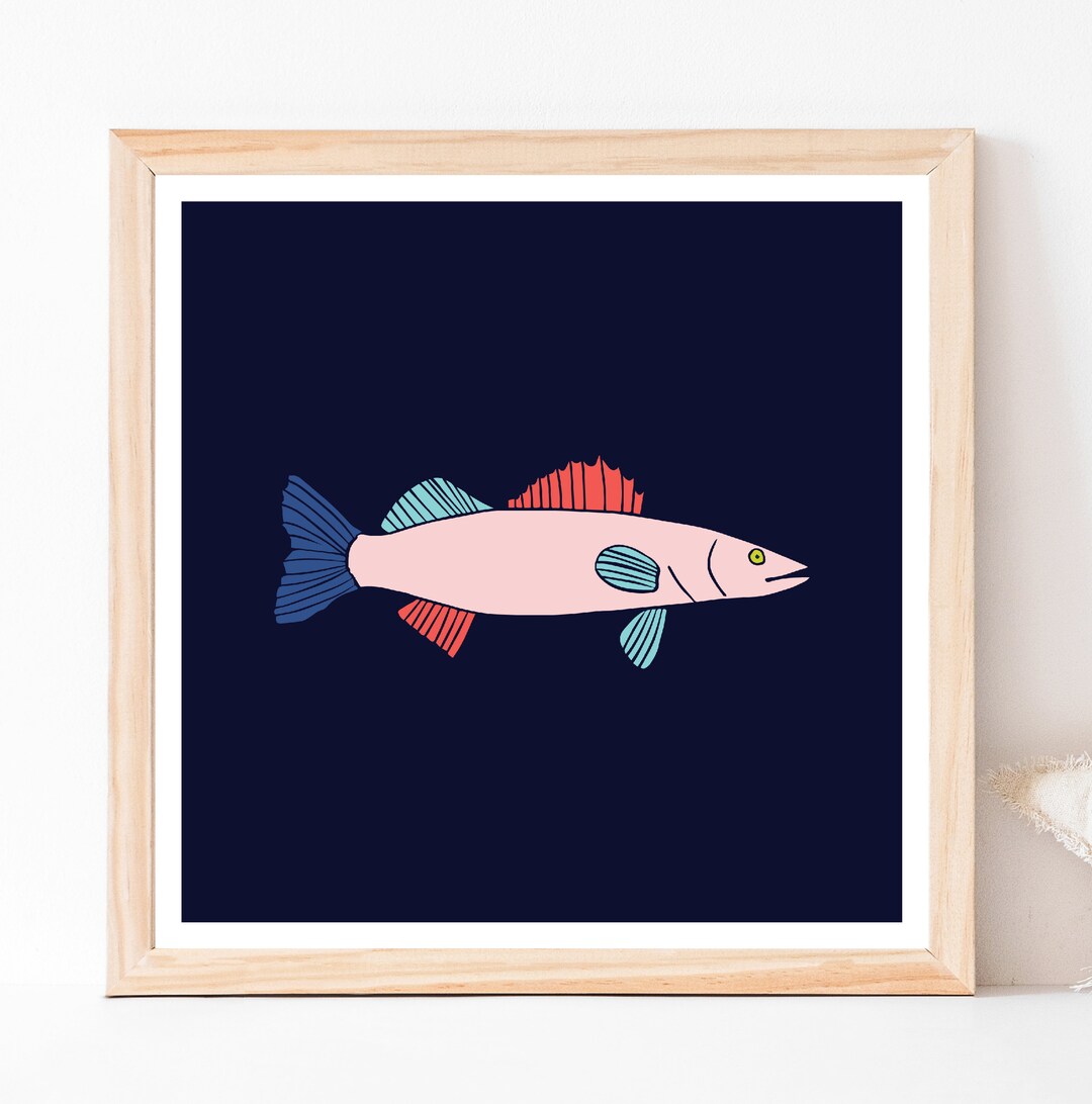 Walleye Fish Print - Printable Wall Art, Kid Room Decor, Kids Square ...
