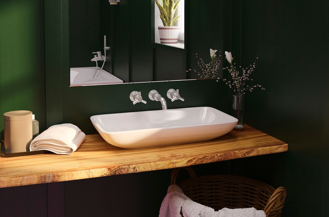 Unglued Oak Washbasin Top, Tree Edge / Table Top / Solid Wood Top / Solid Wood Washbasin ...