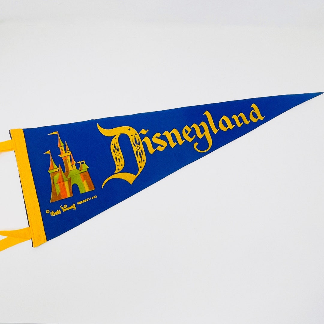 60's Original Vintage Disneyland Blue Felt Pennant Walt Disney ...