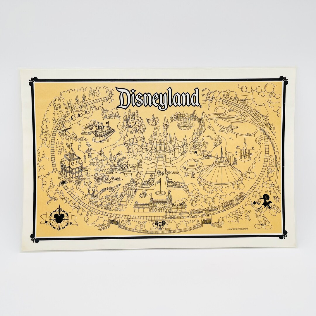 1980's Disneyland Maps Cinderella Snow White Castle Original Laminated ...
