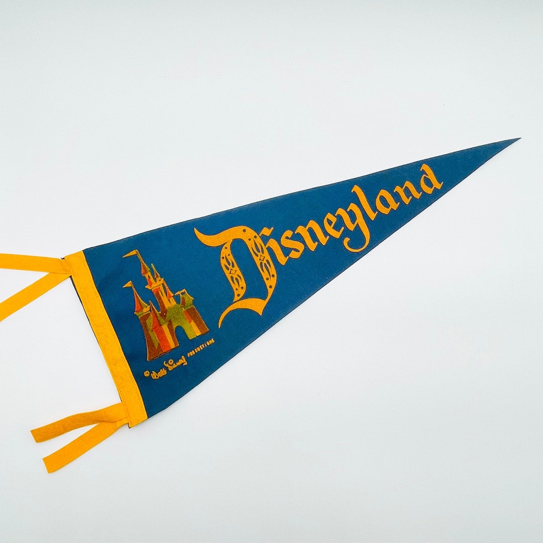 60's Original Vintage Disneyland Blue Felt Pennant Walt Disney ...