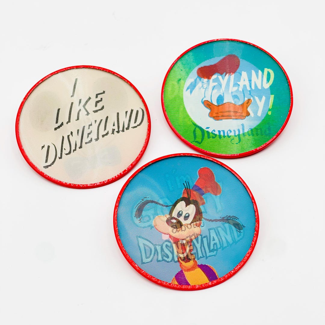 1960's Disneyland Lenticular Pins Mickey Mouse Donald Duck Goofy Pin ...