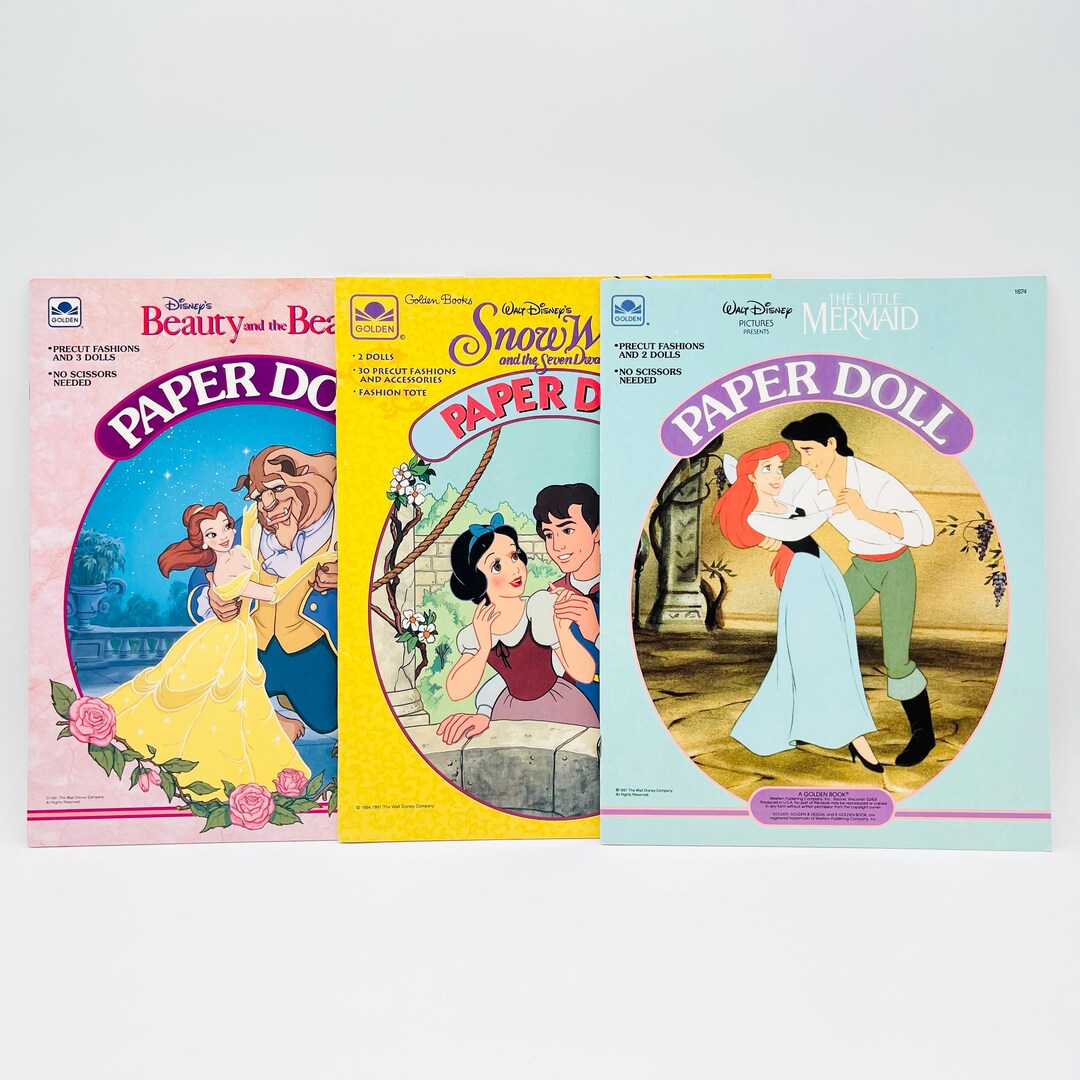 1991 Unused Walt Disney Princess Paper Doll Set of Books Original ...