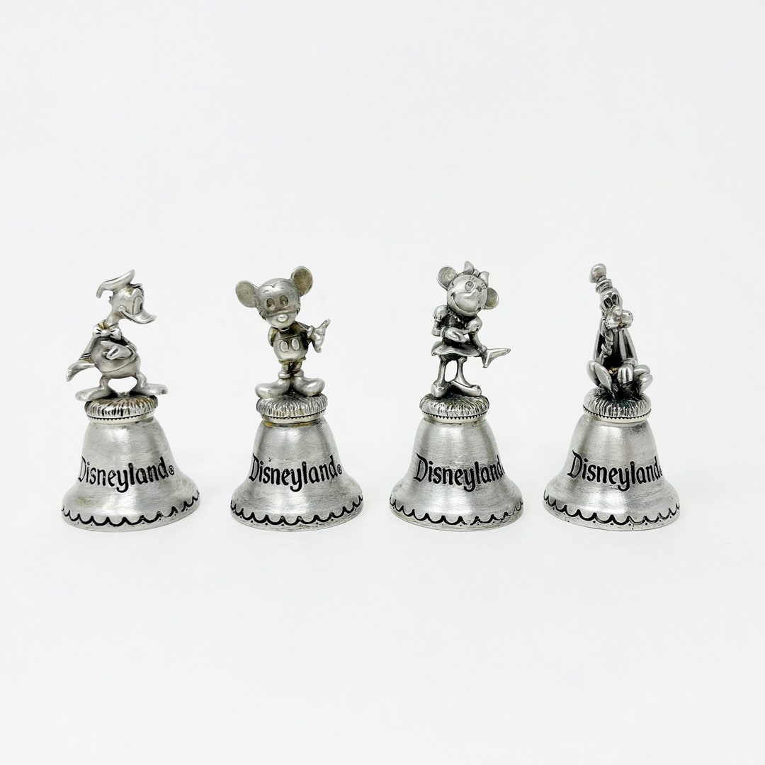 Original Disneyland 4 Mini Pewter Bells Figure Mickey Minnie Mouse ...