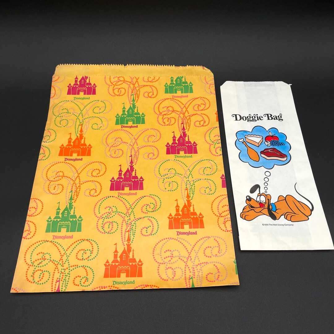 Disneyland Paper Shopping Bag & Pluto Doggie Bag Tote Authentic Vintage ...