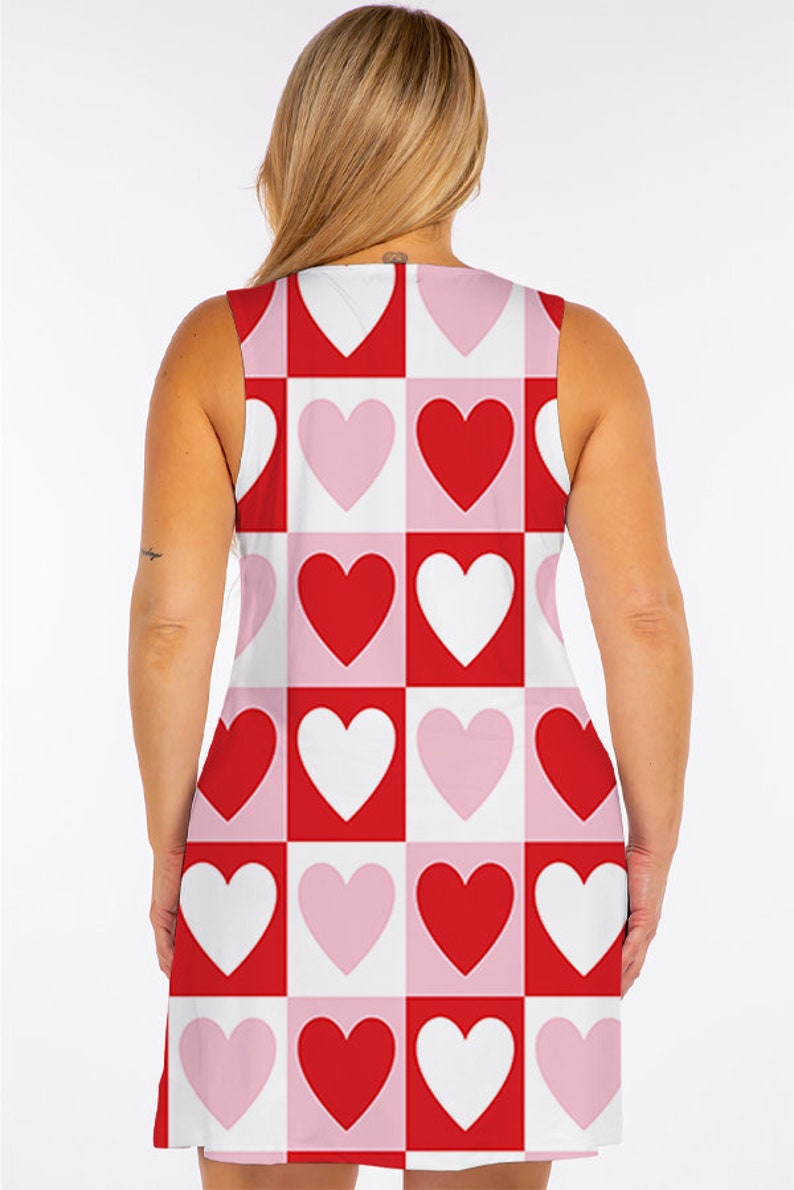 Valentine Love Heart Checker Design Plus Size Big Size Dress - Etsy