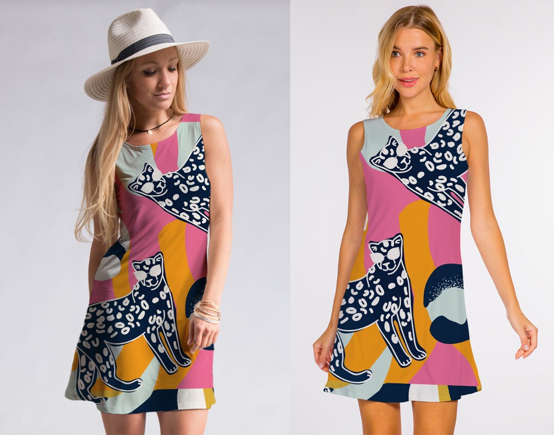 Abstract Pattern With Cheetah Mini Dress - Etsy