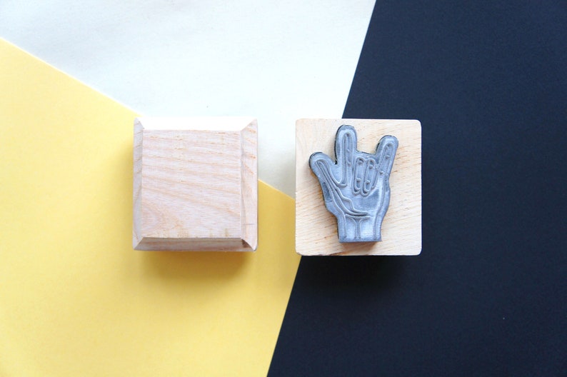 Rock On Hand Rubber Stamp I Love You sign language rubber | Etsy