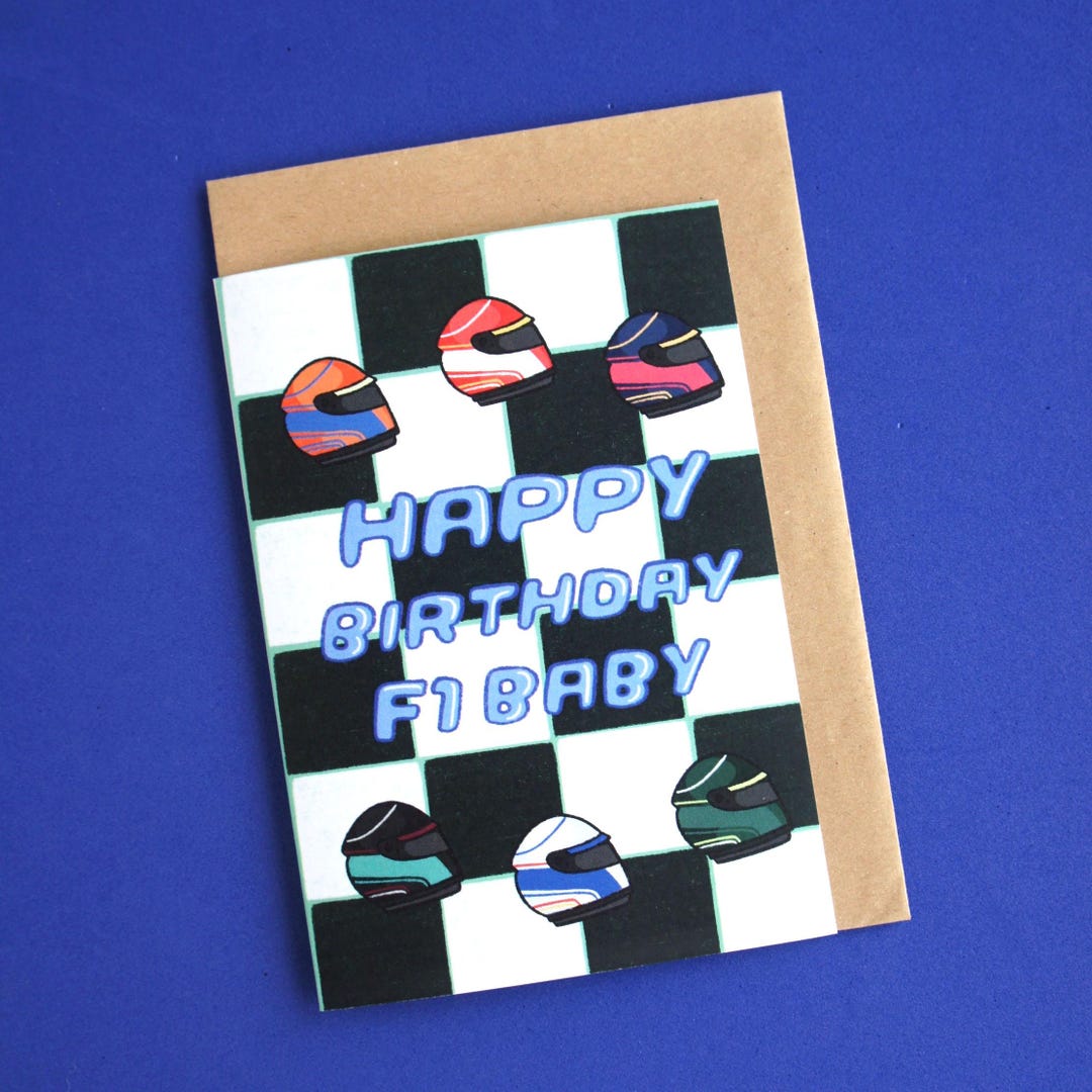 F1 Greeting Card, Illustrated Formula 1 Birthday Card, Racing Sports ...