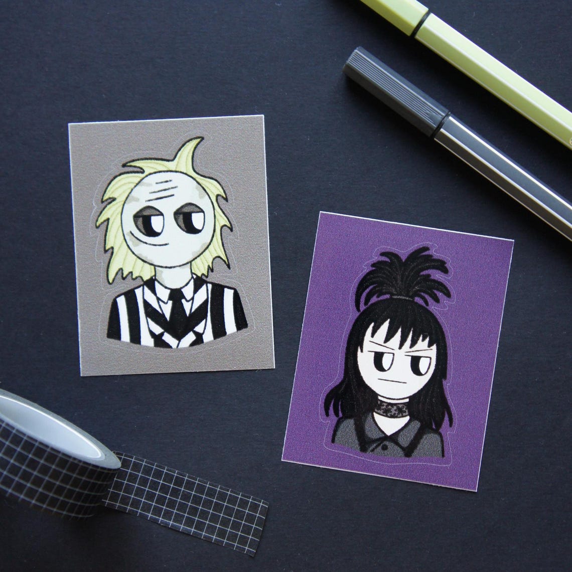 Beetlejuice and Lydia Stickers, 80's Movie Vinyl Stickers, Cute ...
