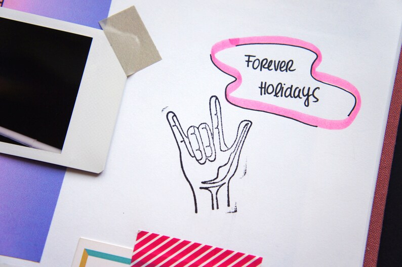 Rock On Hand Rubber Stamp I Love You sign language rubber | Etsy