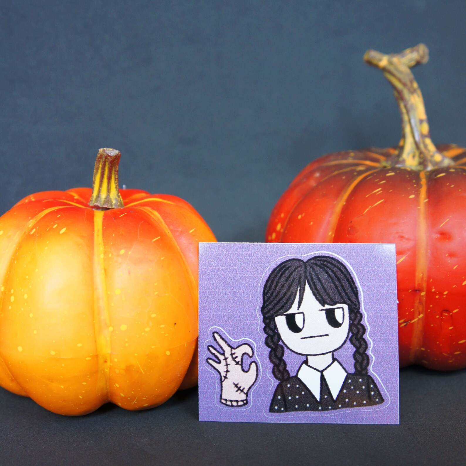 Wednesday Addams and Thing Sticker, Illustrated Kiss Cut Vinyl Sticker ...