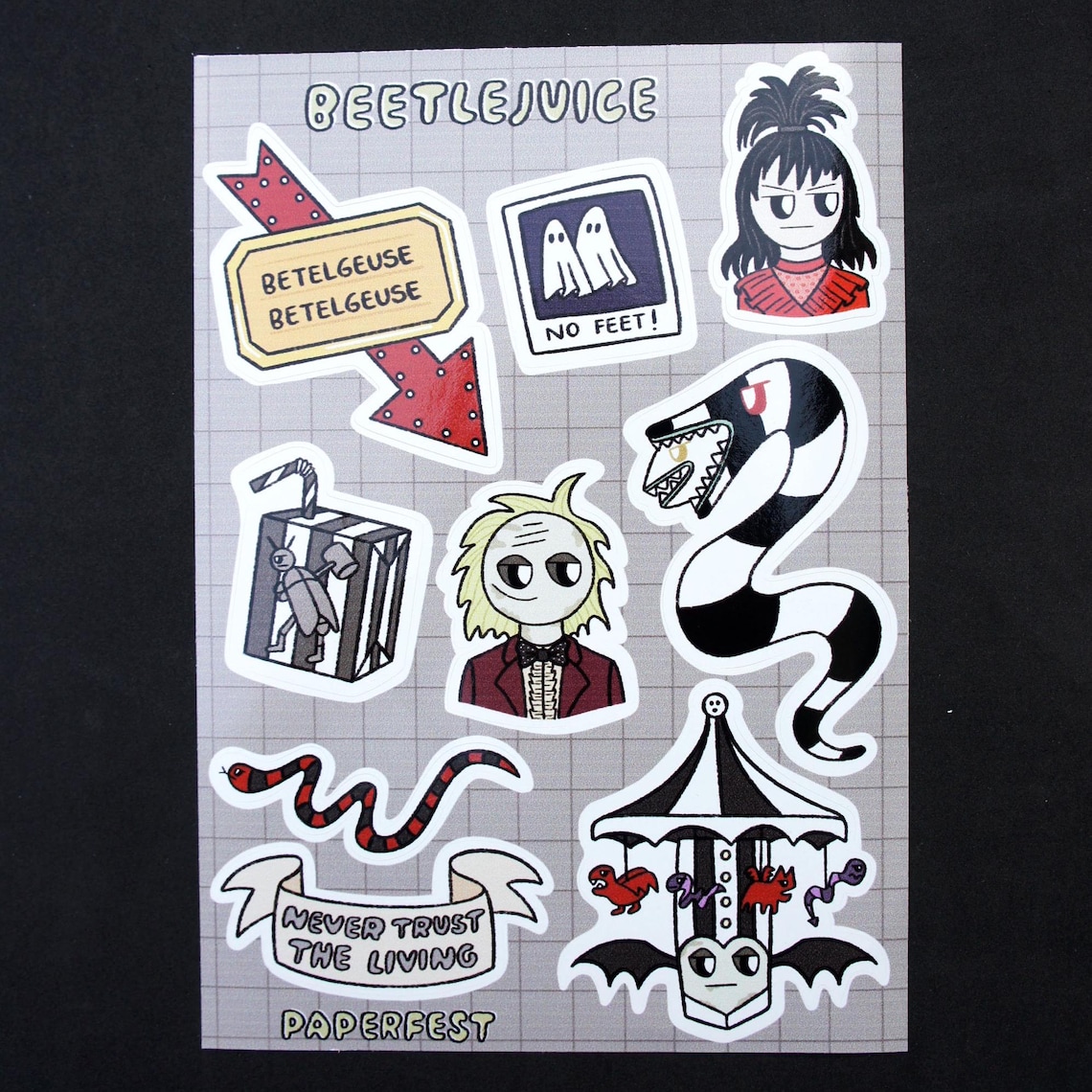 Beetlejuice Sticker Sheet, A5 Vinyl Sticker Sheet, 80's Movie Stickers ...