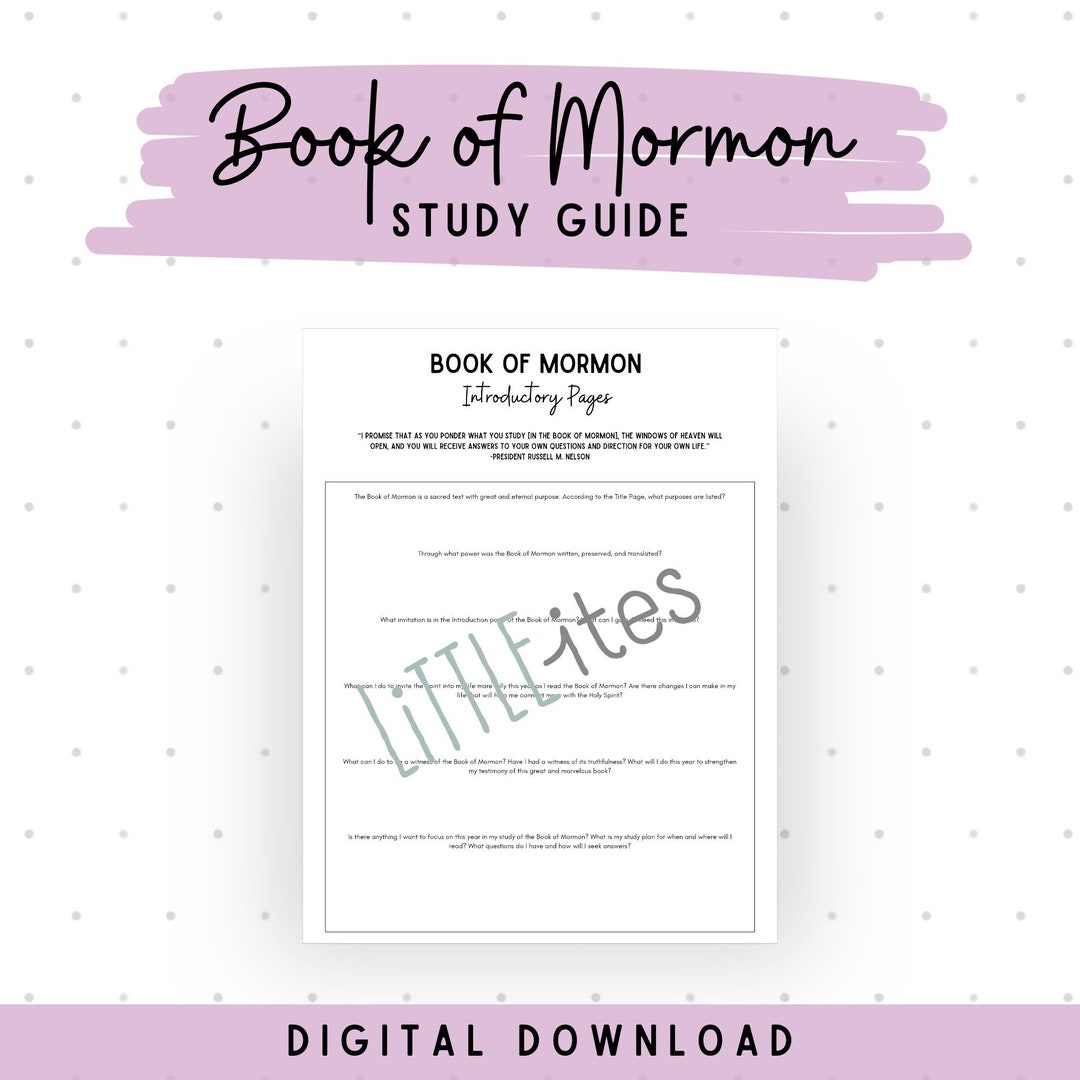 Come Follow Me Book of Mormon Introductory Pages Study Guide Handout - Etsy