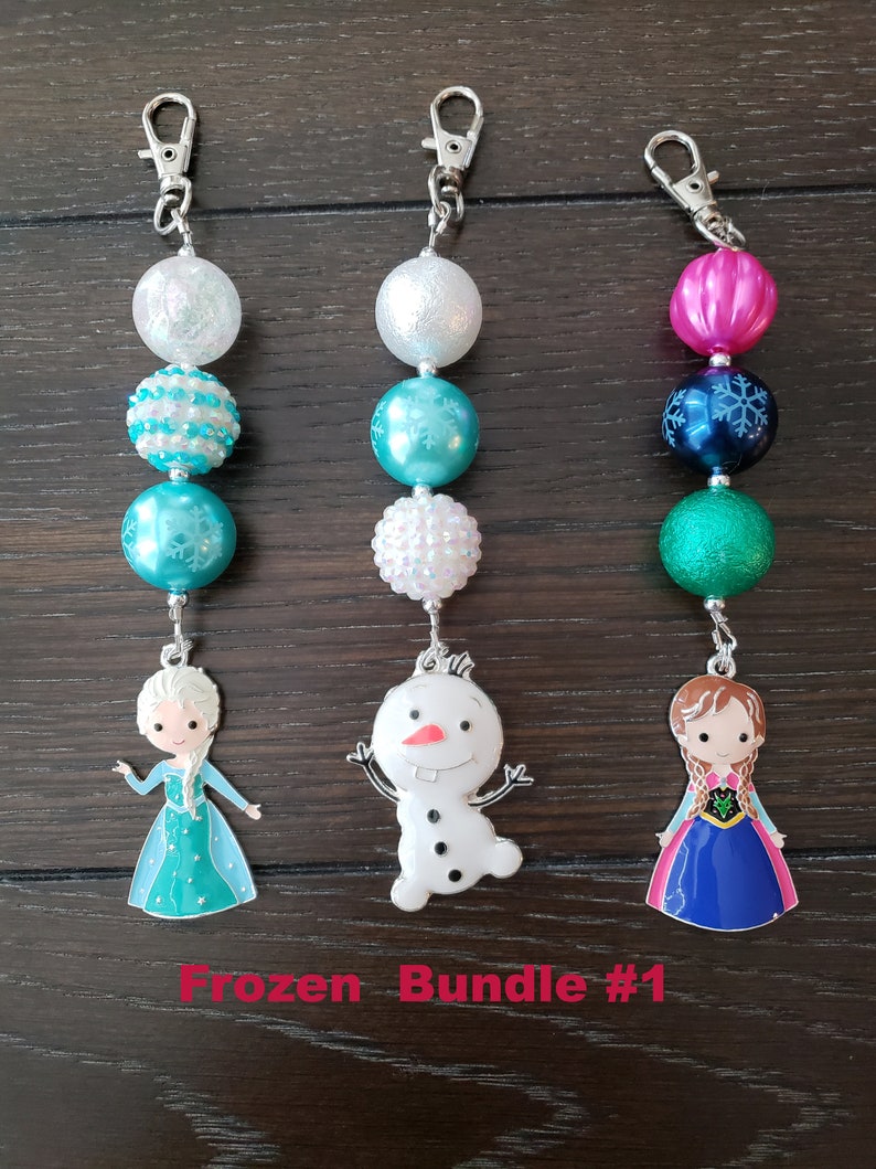 Disney Princess Inspired Party Bundle Chunky Bubblegum Bead Key Chains ...