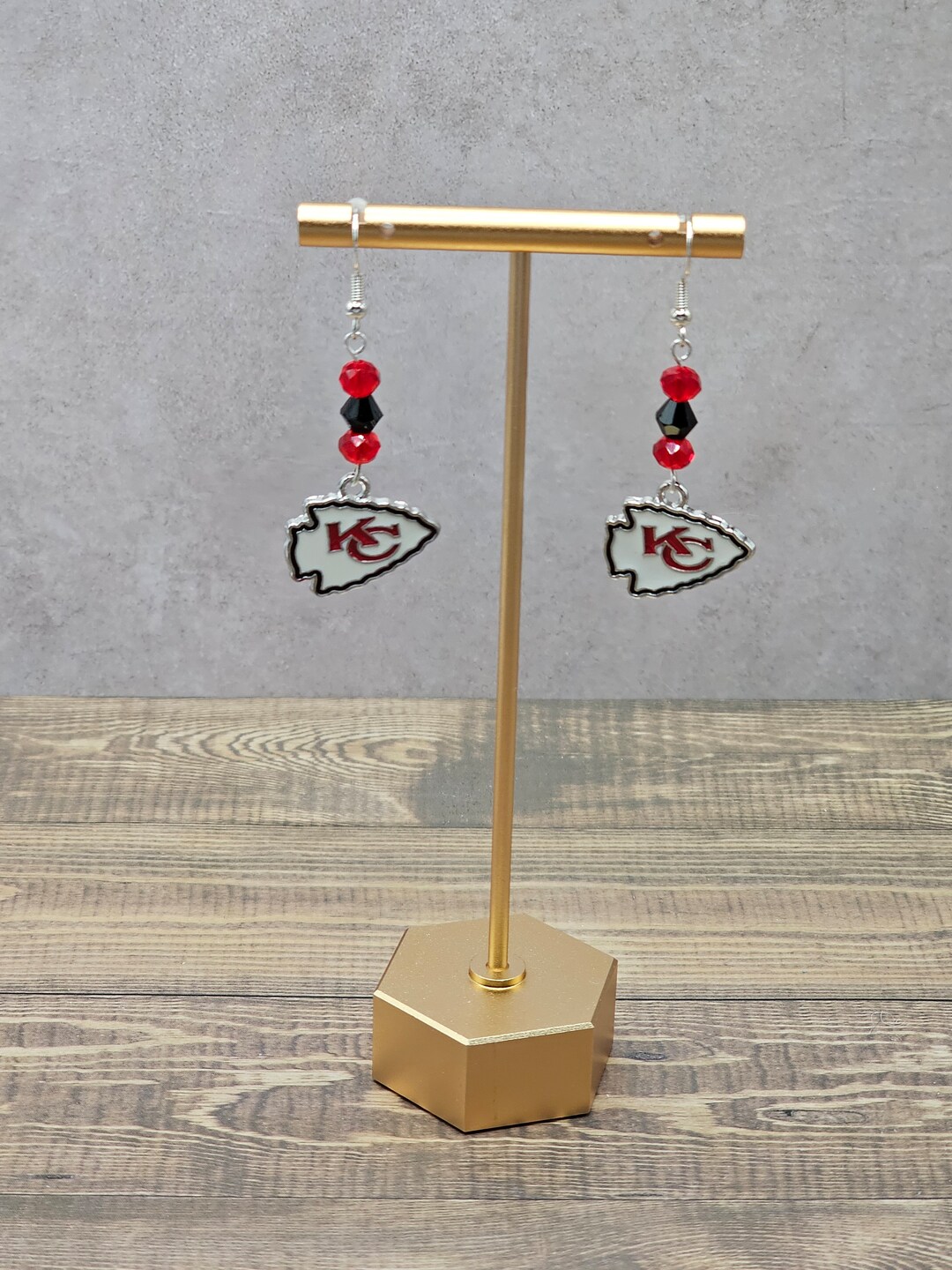 Kansas City Chiefs Inspired Beaded KC Arrowhead Earrings / Dangle ...