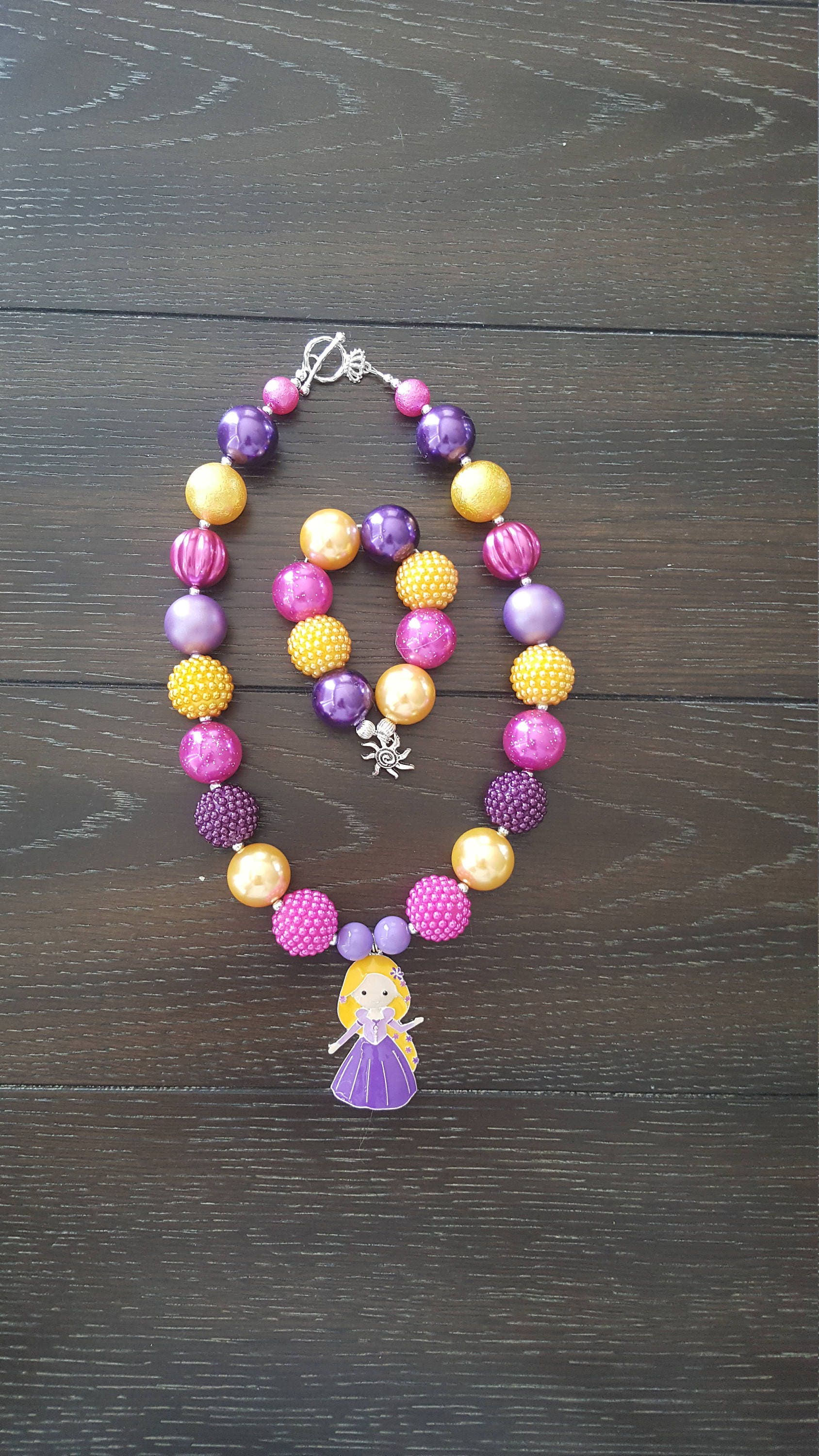 Tangled Princess Rapunzel Inspired Children's Chunky Bubblegum Bead ...