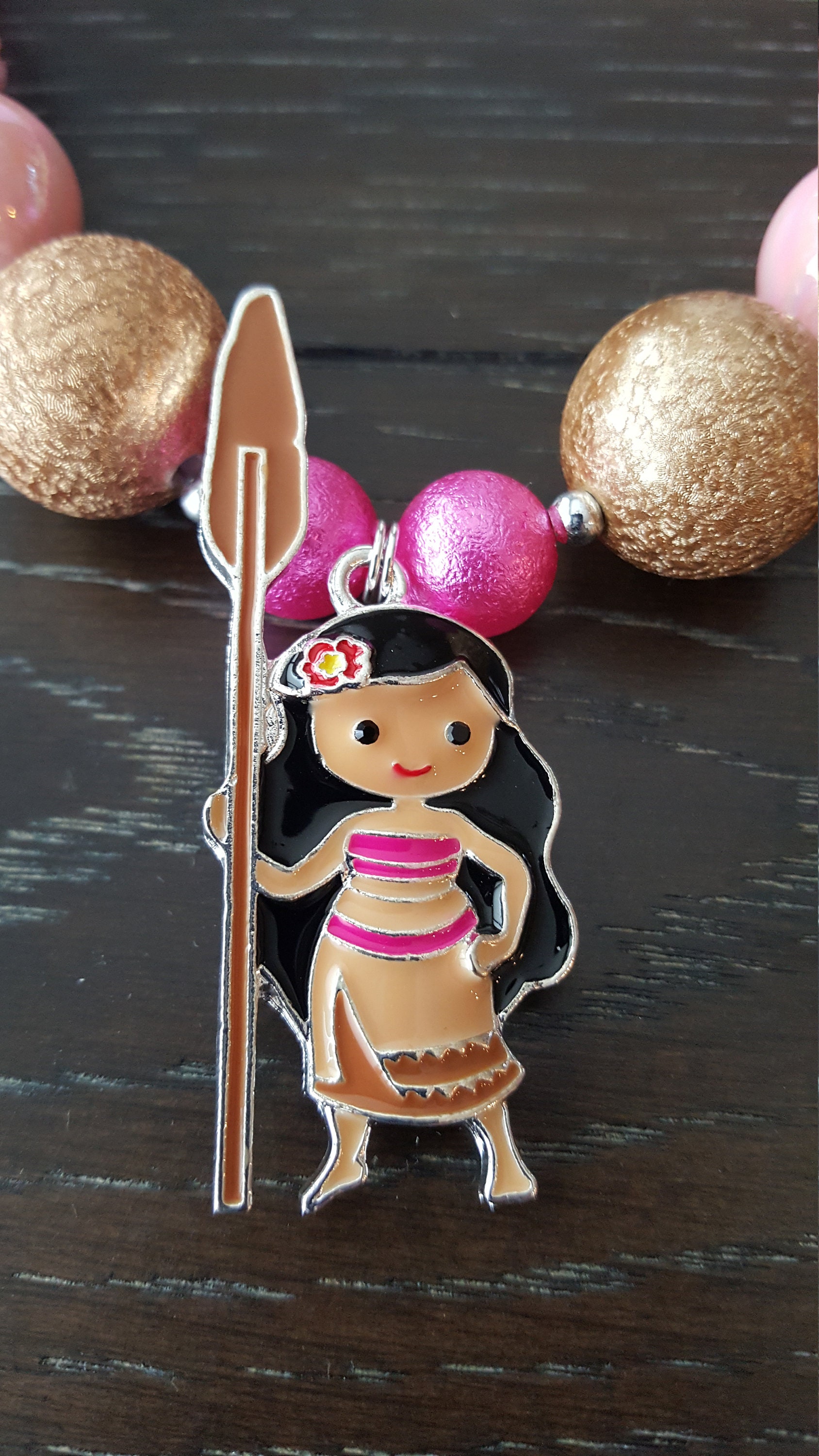 Moana Inspired Chunky Bubblegum Bead Necklace & Bracelet | Etsy