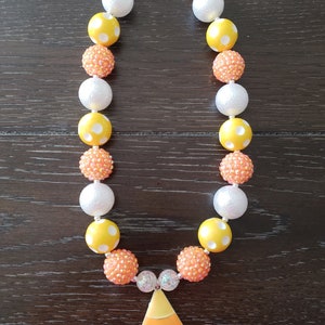 Halloween Candy Corn Necklace Chunky Bubblegum Bead Necklace / Key ...