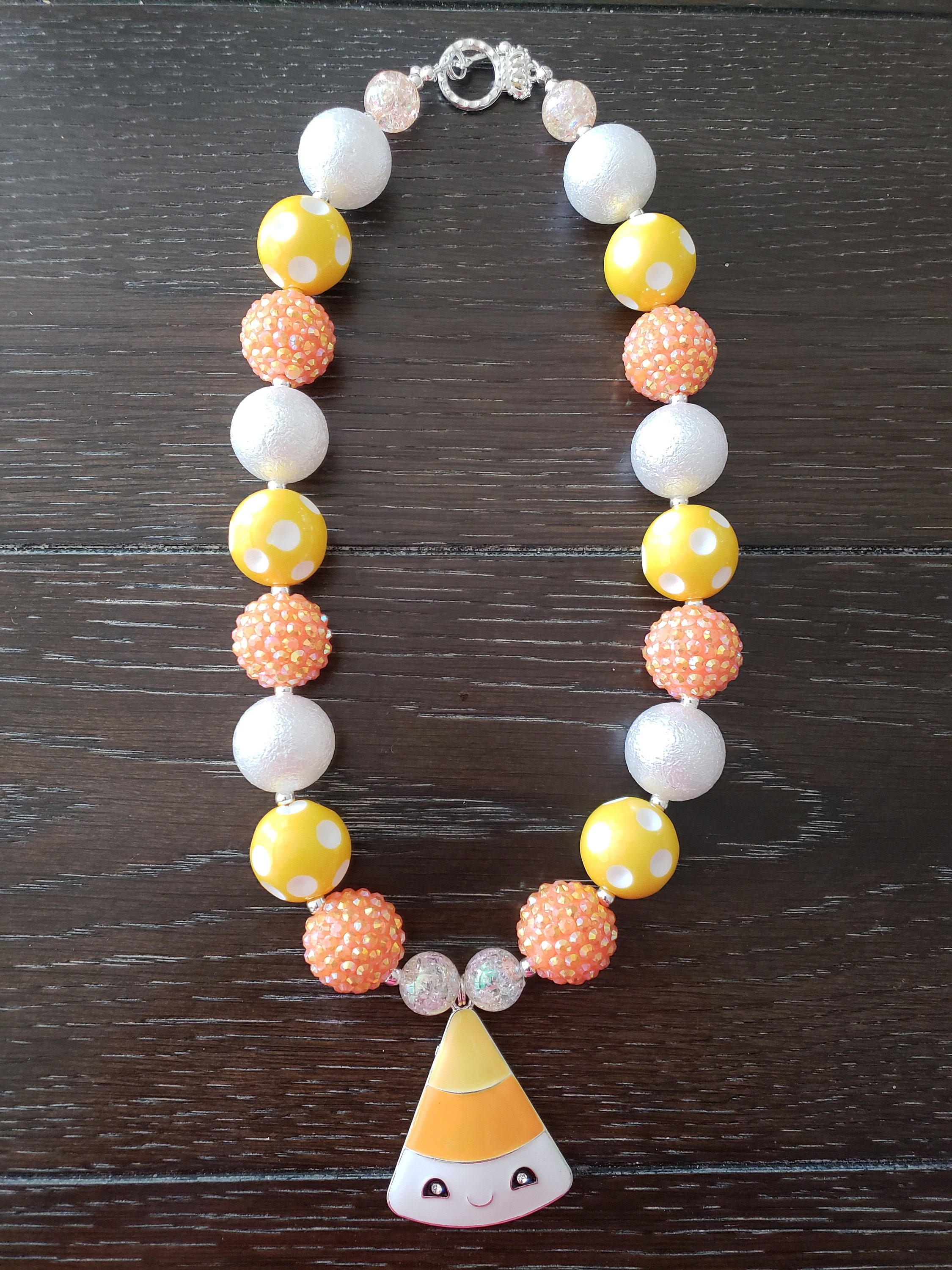 Halloween Candy Corn Necklace Chunky Bubblegum Bead Necklace / - Etsy
