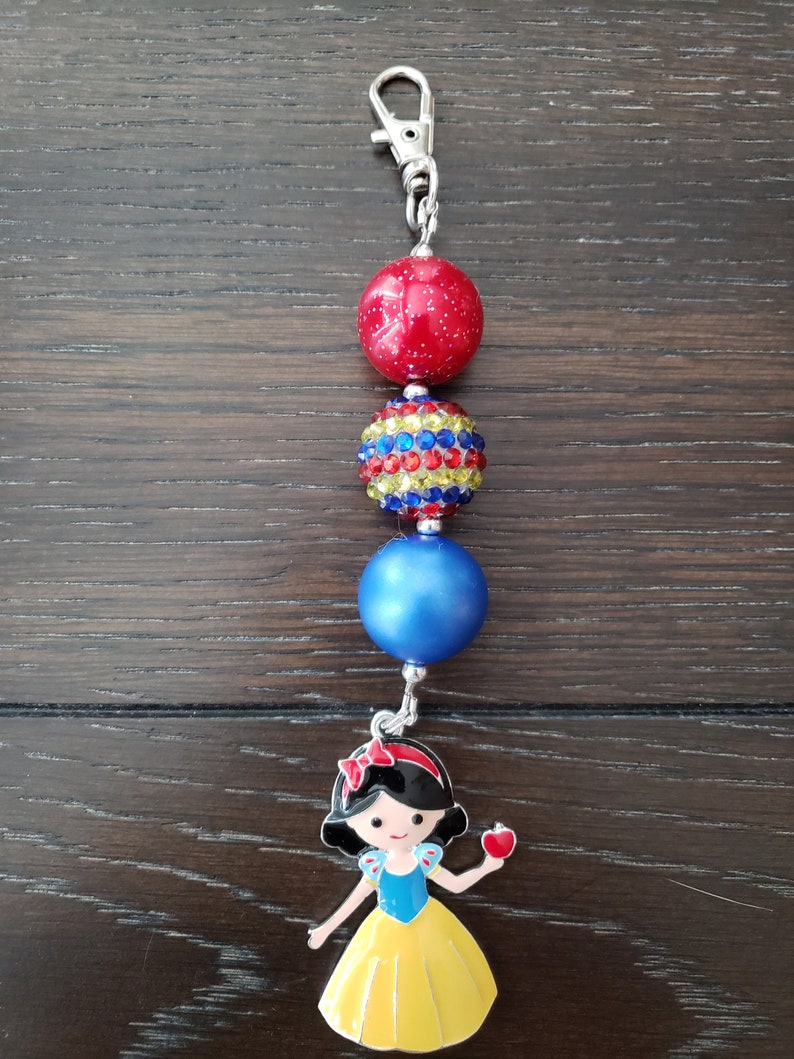 Princess Snow White Inspired Chunky Bubblegum Bead Key Chain / Back ...