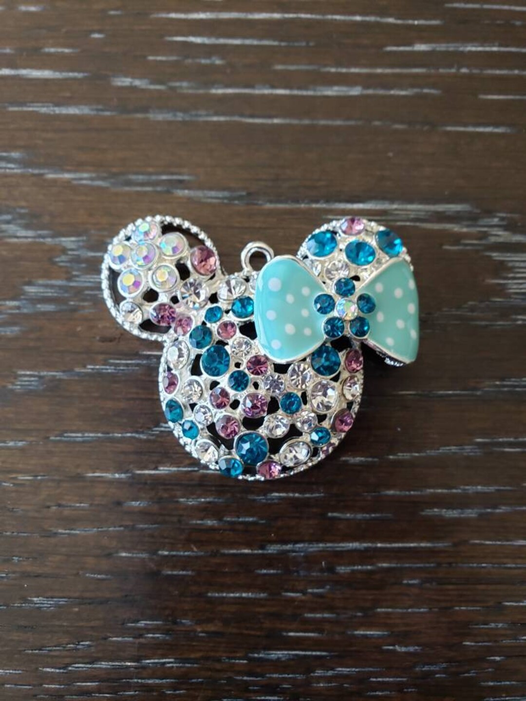 Rhinestone Minnie Mouse Blue and a Light Purple Inspired Pendant Chunky ...