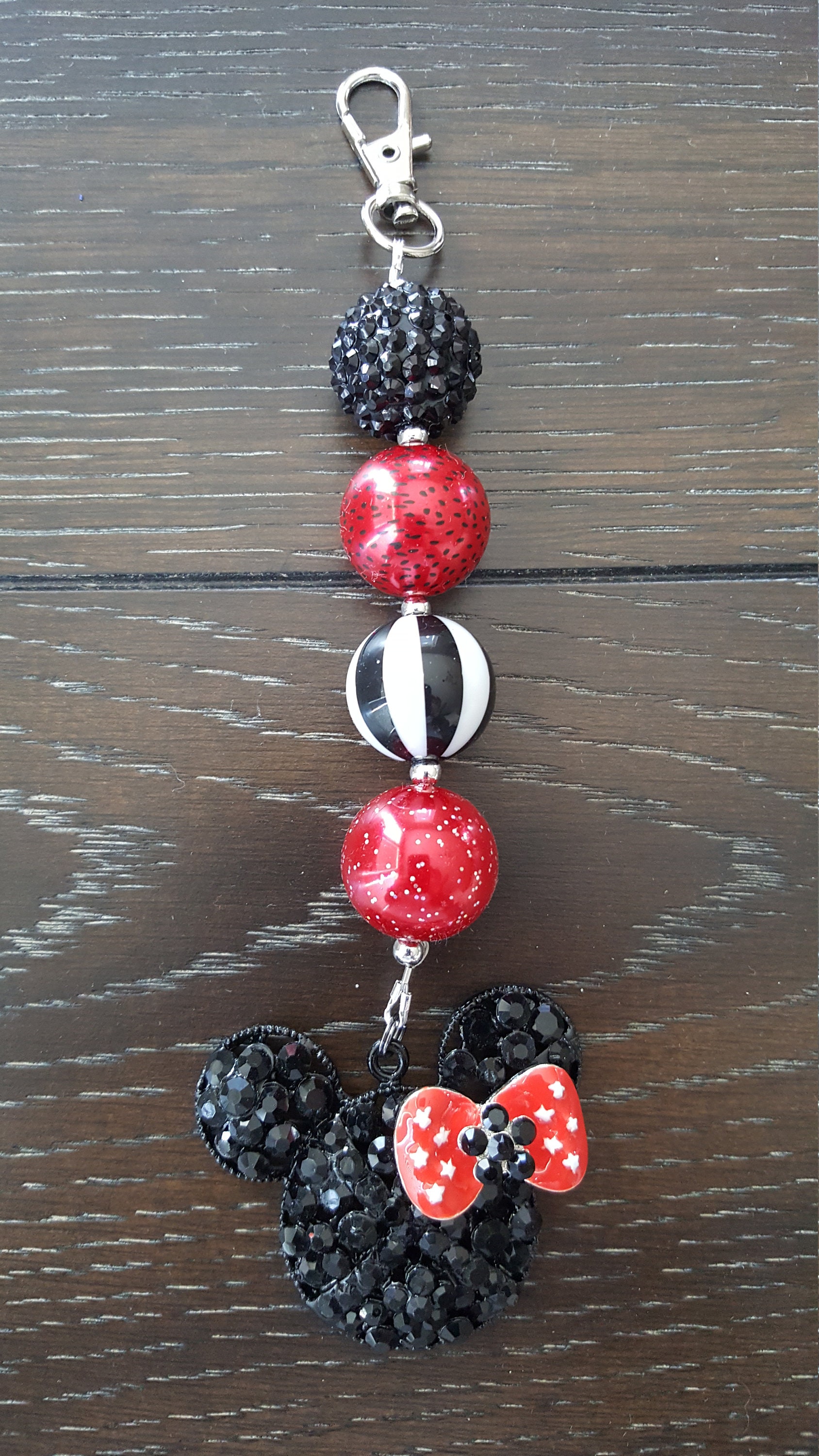 Minnie Mouse Inspired Key Chain / Zipper Charm / Backpack Bling / Purse ...