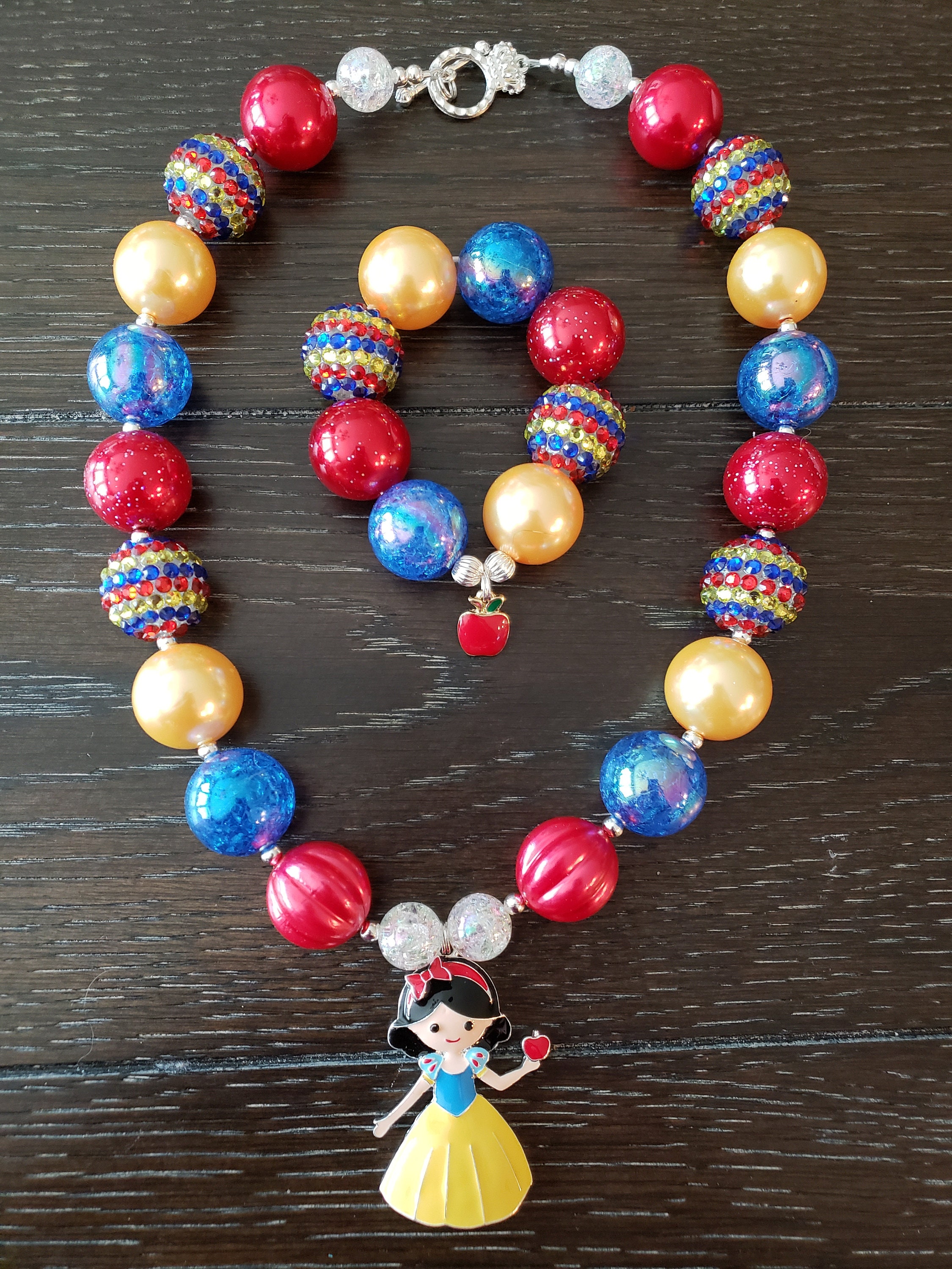 Princess Snow White Inspired Chunky Bubblegum Bead Necklace and ...
