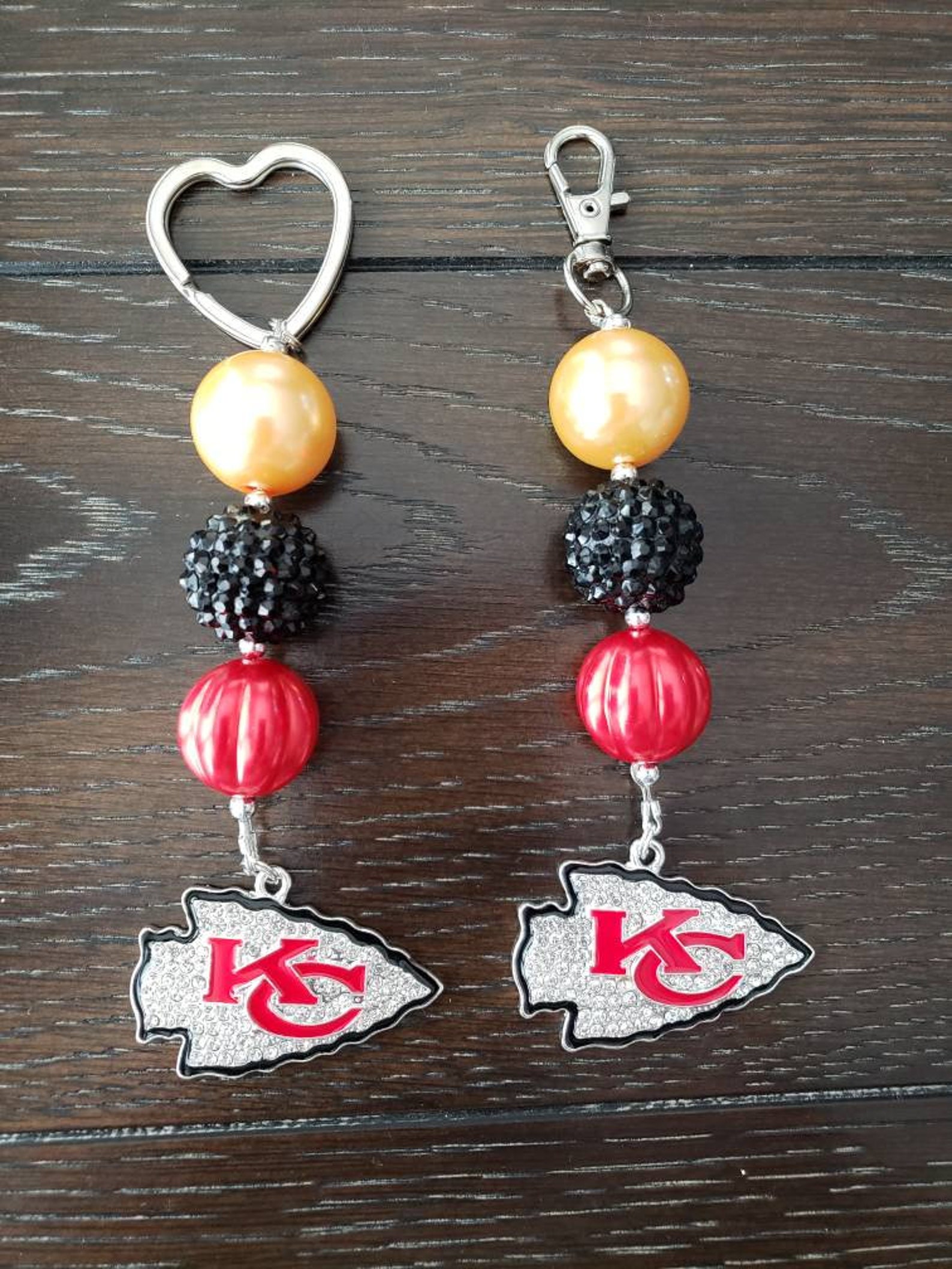 Kansas City Chiefs Inspired Key Chain / Zipper Charm / Backpack Bling ...