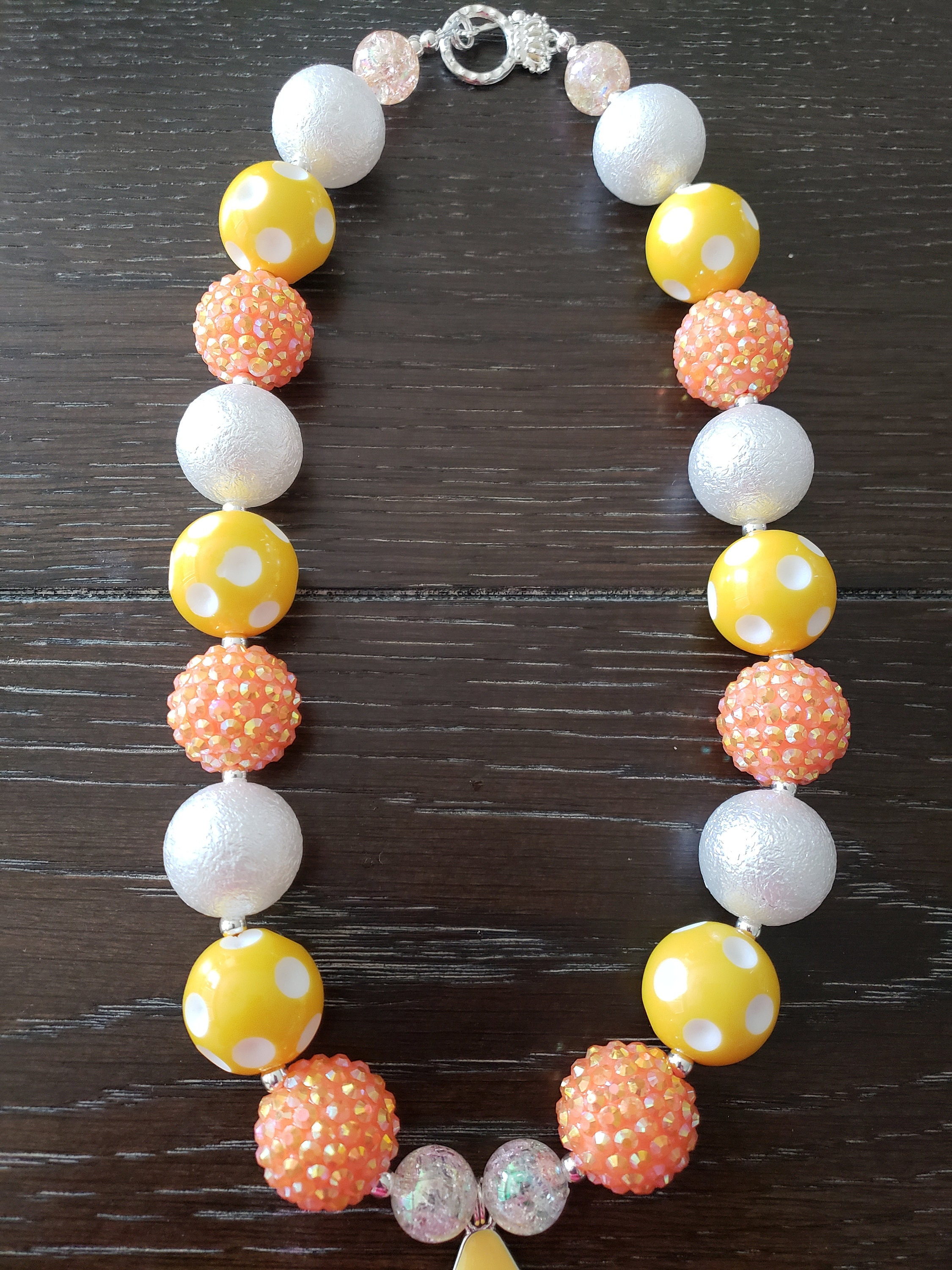 Halloween Candy Corn Necklace Chunky Bubblegum Bead Necklace / - Etsy