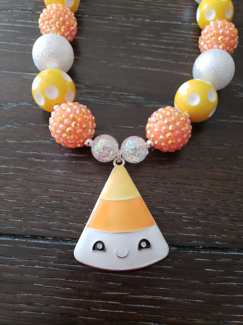 Halloween Candy Corn Necklace Chunky Bubblegum Bead Necklace / | Etsy