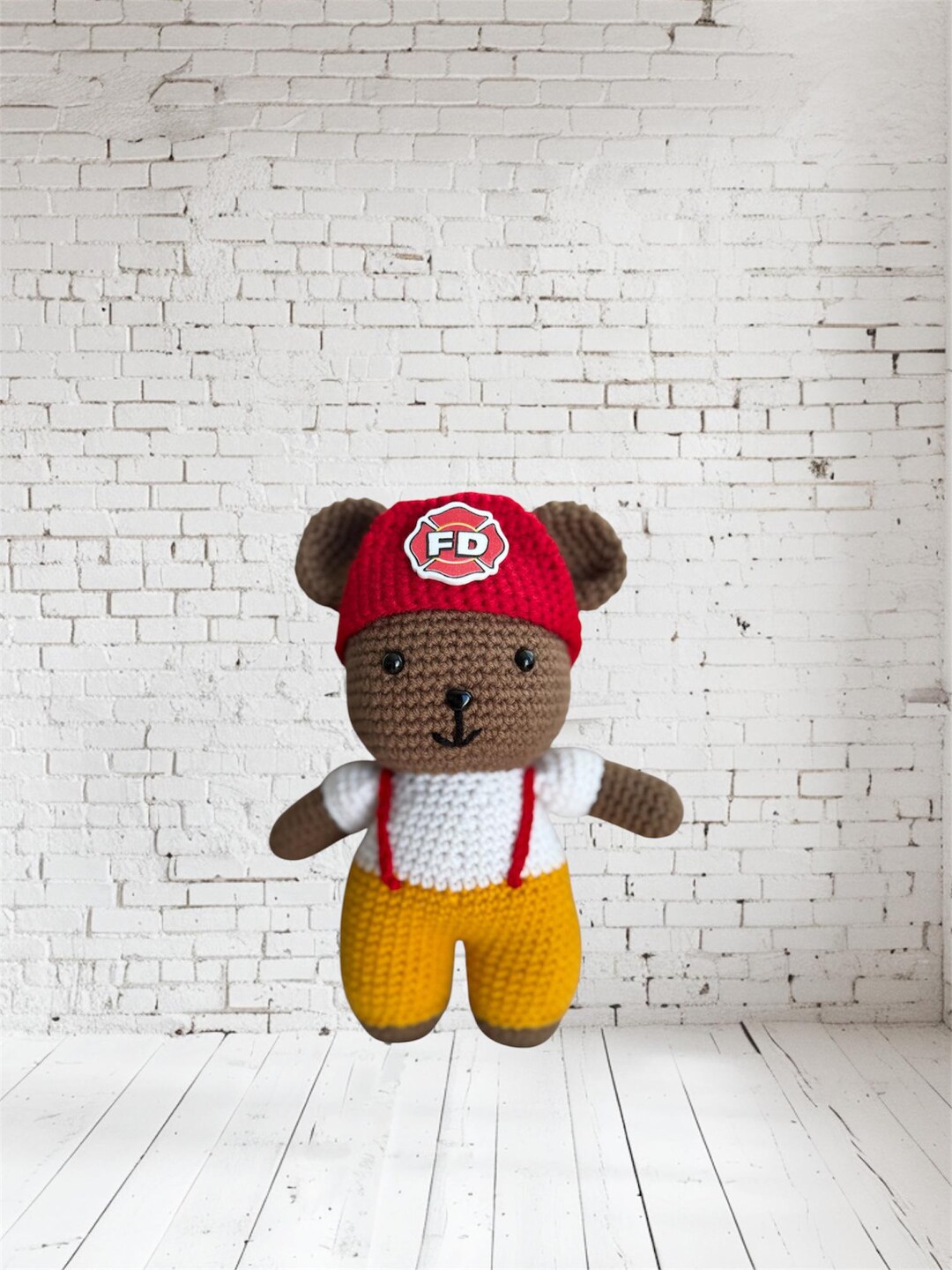 Firefighter Bear Crochet Pattern Amigurumi, Fire Department Bear ...