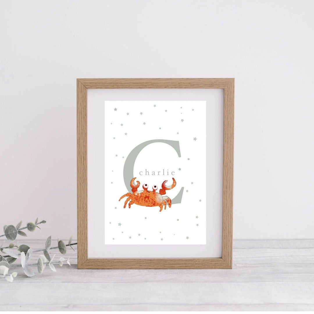 Personalised Crab Letter Illustration. Digital Download Printable Art ...