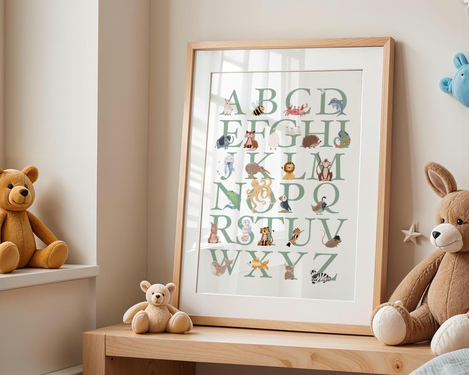 ABC Animal Alphabet Poster, Nursery Wall Art, Kids Room Decor, Woodland ...