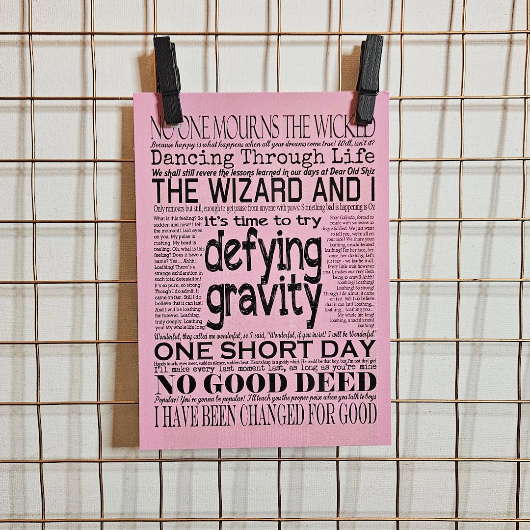 Limited Edition 'popular Pink' Wicked Quotes and Lyrics Postcard Print ...