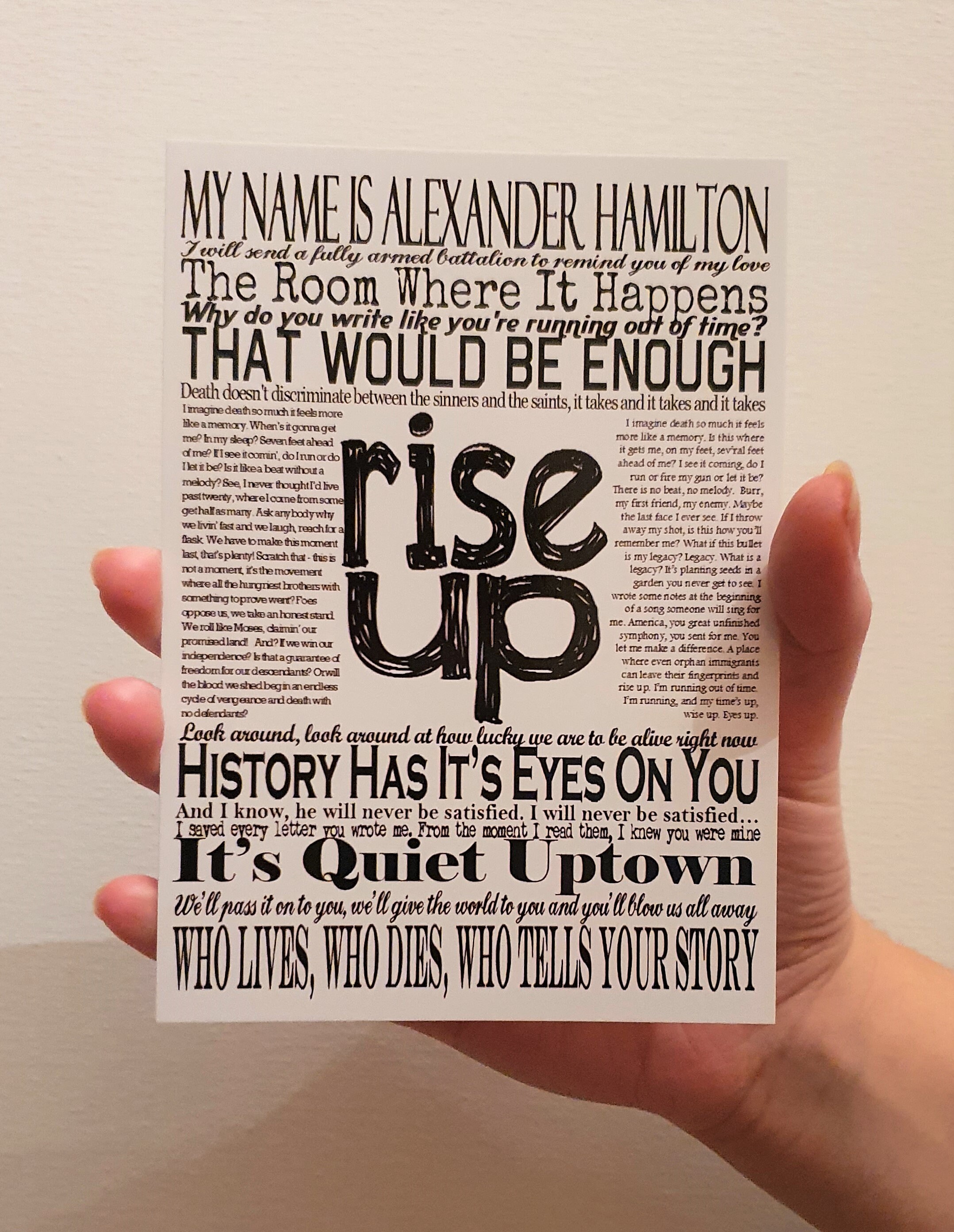 Hamilton Quotes and Lyrics A5/A6 Print | Etsy UK