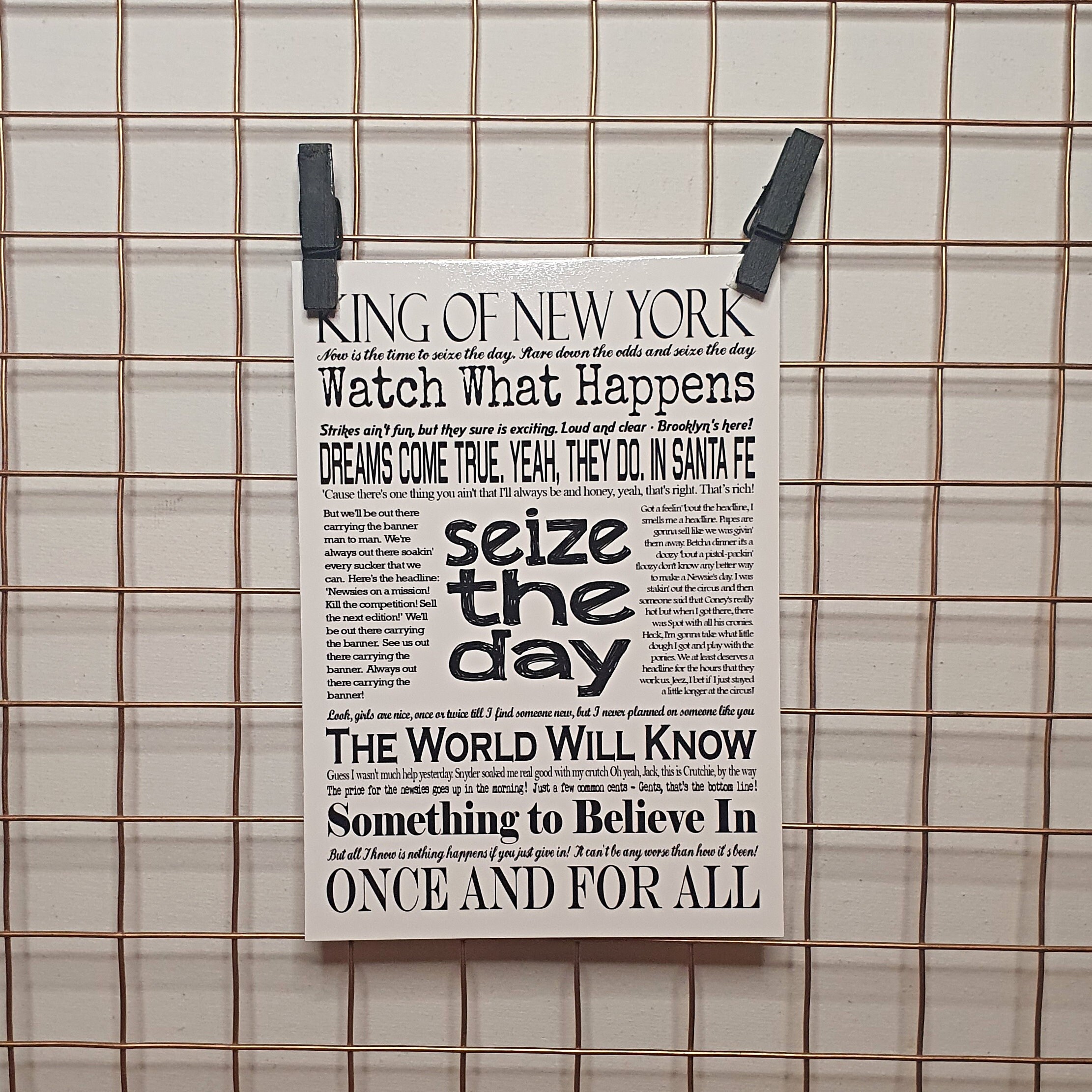 Newsies Quotes and Lyrics A5/A6 Print - Etsy