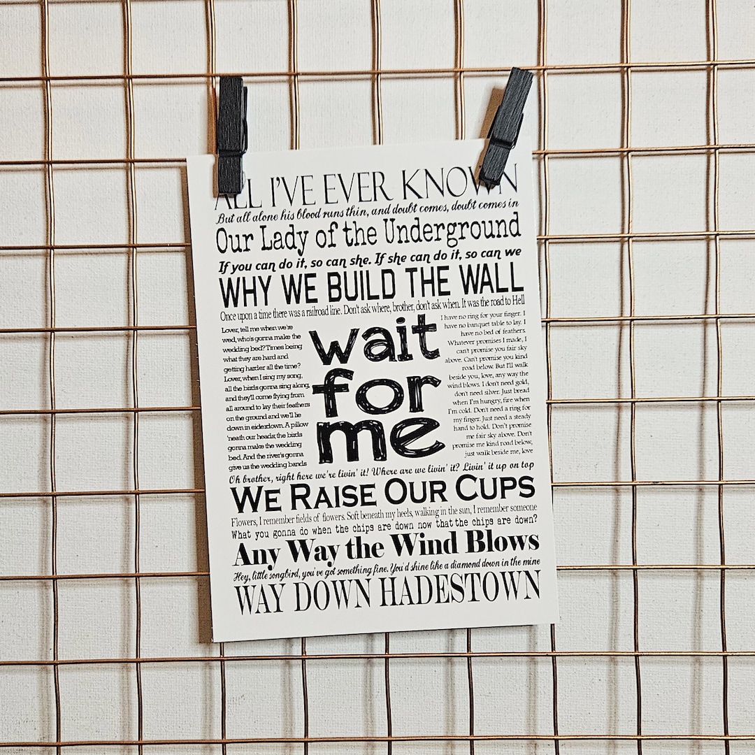 Hadestown Quotes and Lyrics A5/A6 Print - Etsy
