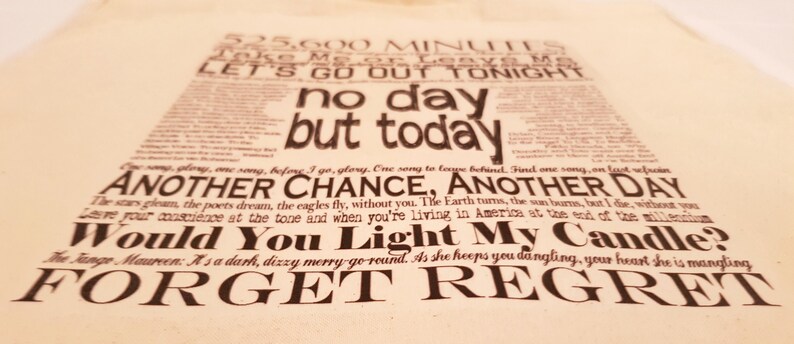 Rent Quotes and Lyrics Tote/shopper Bag - Natural Canvas - Etsy UK