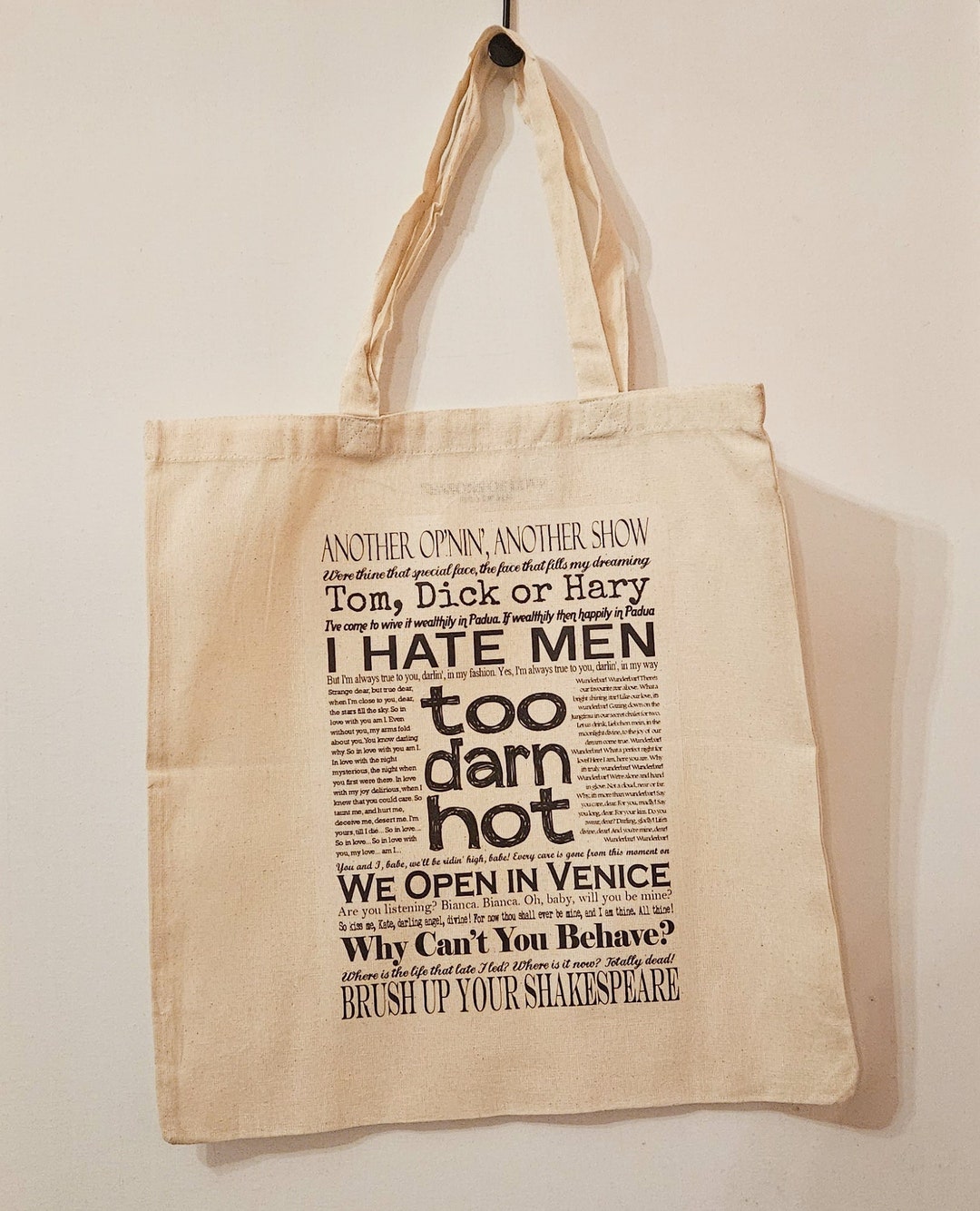 Kiss Me, Kate Quotes and Lyrics Tote/shopper Bag - Natural Canvas - Etsy