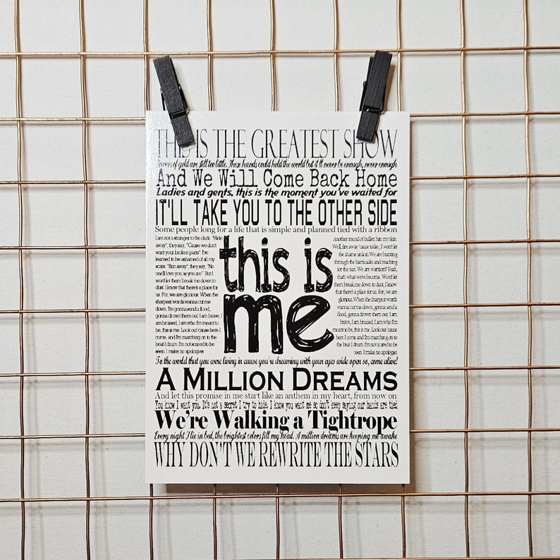 The Greatest Showman Quotes and Lyrics Postcard Print - Etsy