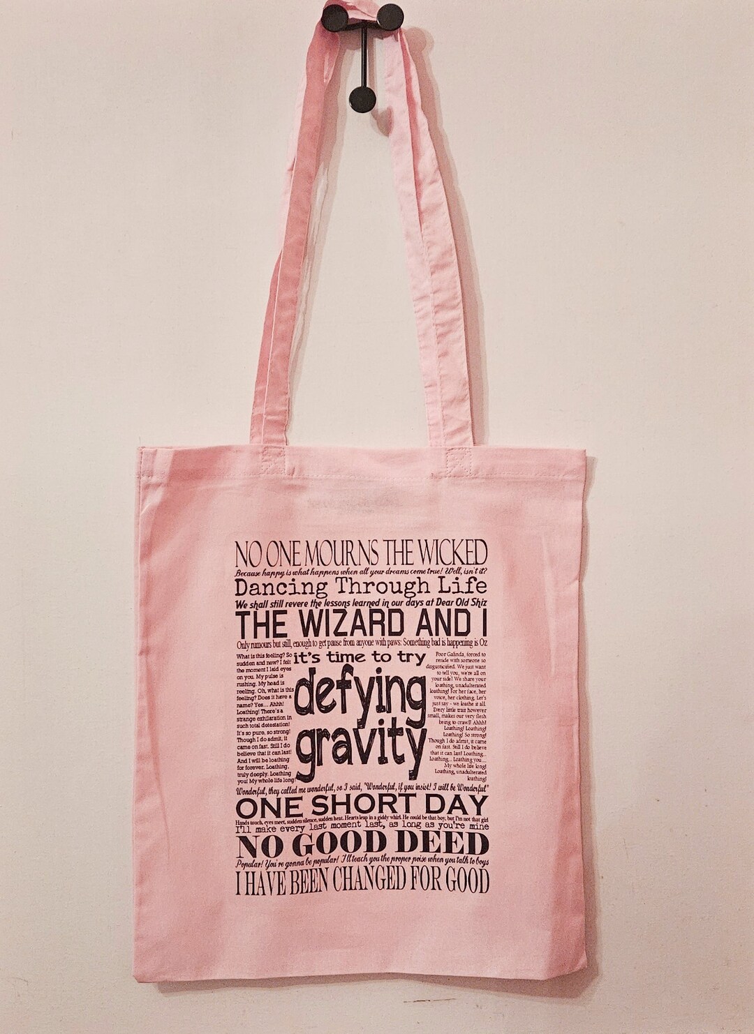 Limited Edition 'popular Pink' Wicked Quotes and Lyrics Tote/shopper ...